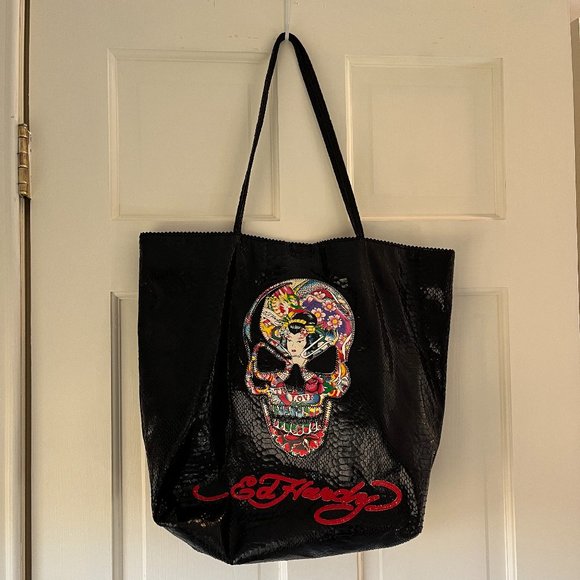 Ed Hardy | Bags | Y2k Vintage Vintage Ed Hardy Embossed Skull Tote Bag ...